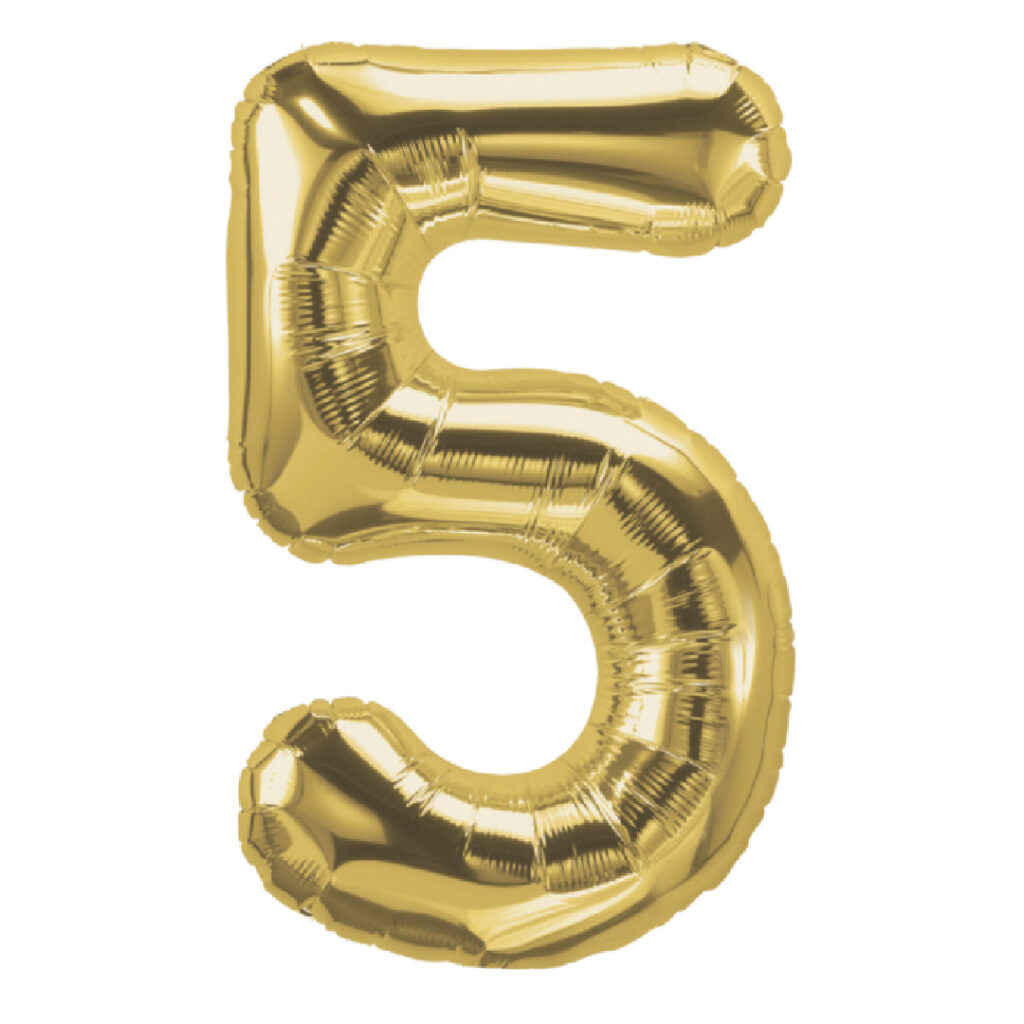 DECO NUMBER “5” GOLD 34IN BY DECOCHAMP - Party Color House