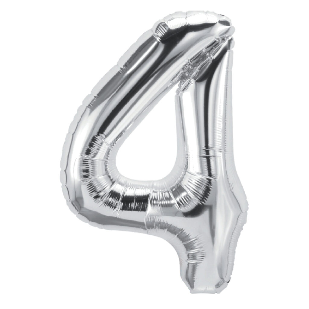 DECO NUMBER “4” SILVER 34IN BY DECOCHAMP - Party Color House